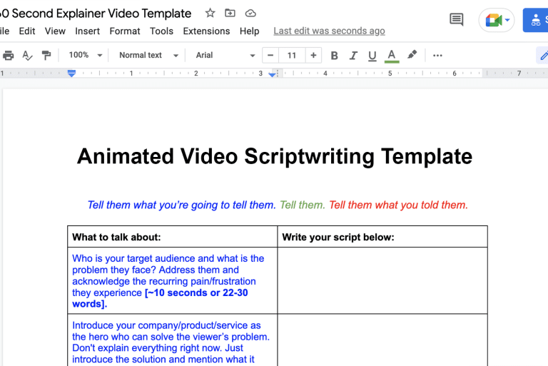 Free Explainer Video Script Writing Template